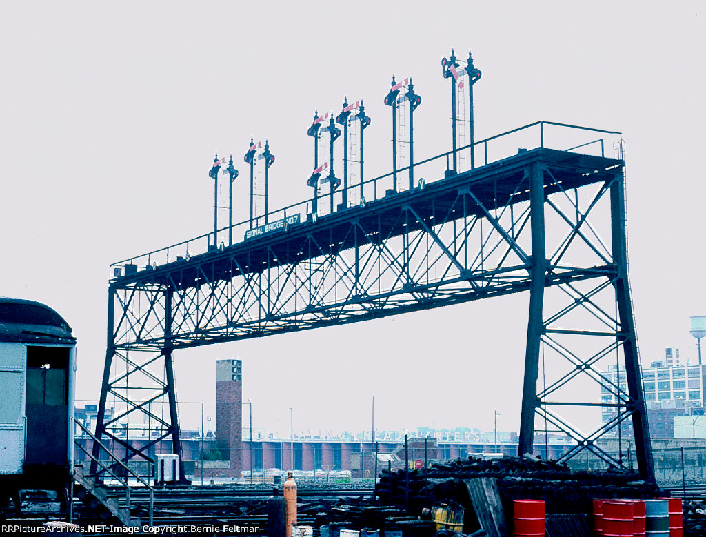Signal bridge, with semaphores, at South Station